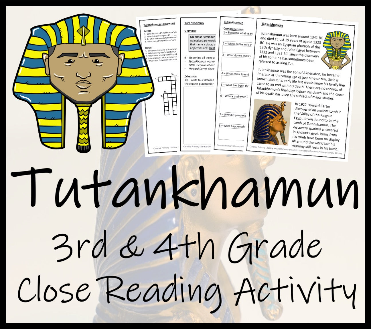 Tutankhamun Close Reading Comprehension Activity | 3rd Grade & 4th Gra ...
