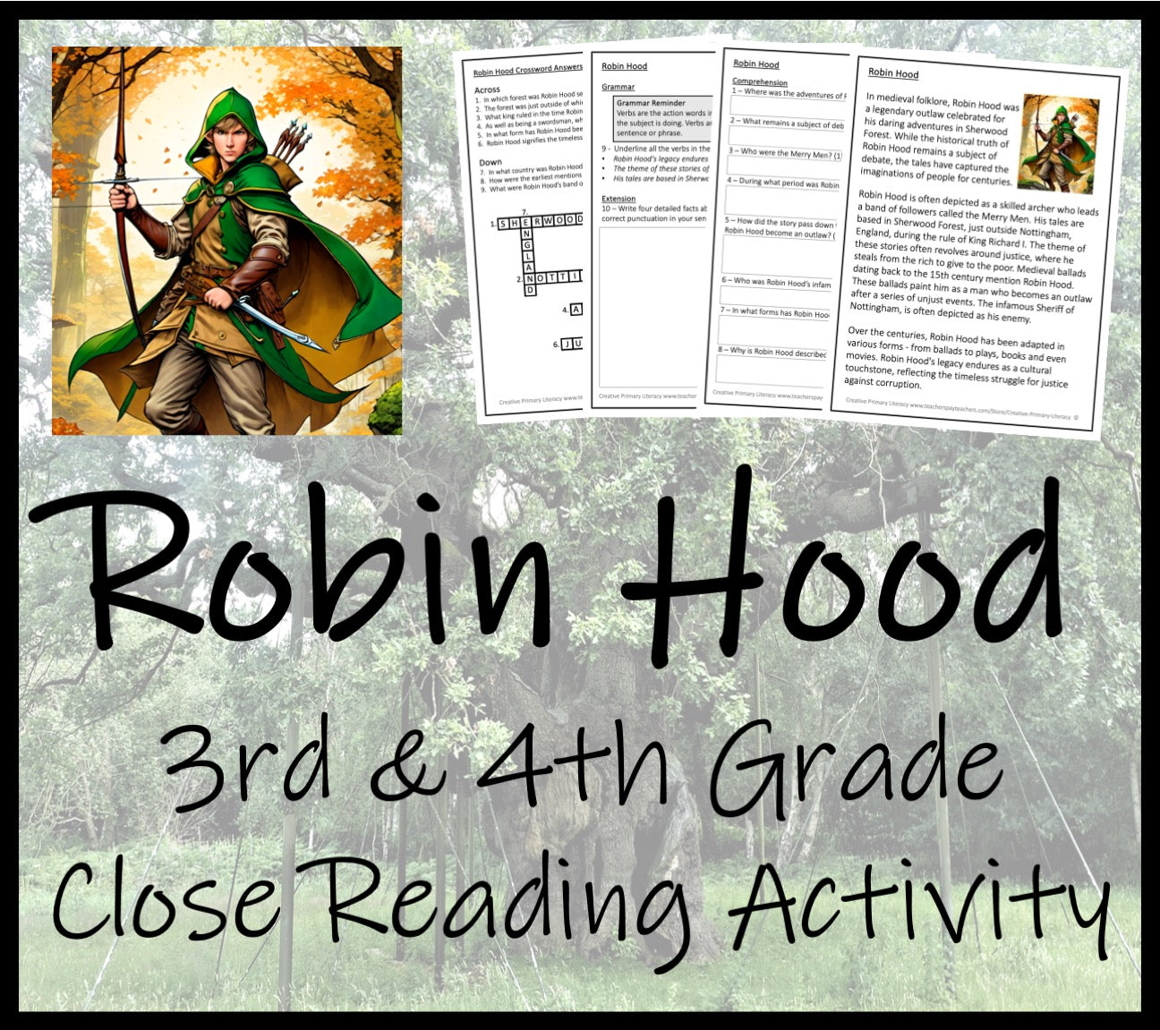 Robin Hood Close Reading Comprehension Activity | 3rd Grade & 4th Grad ...