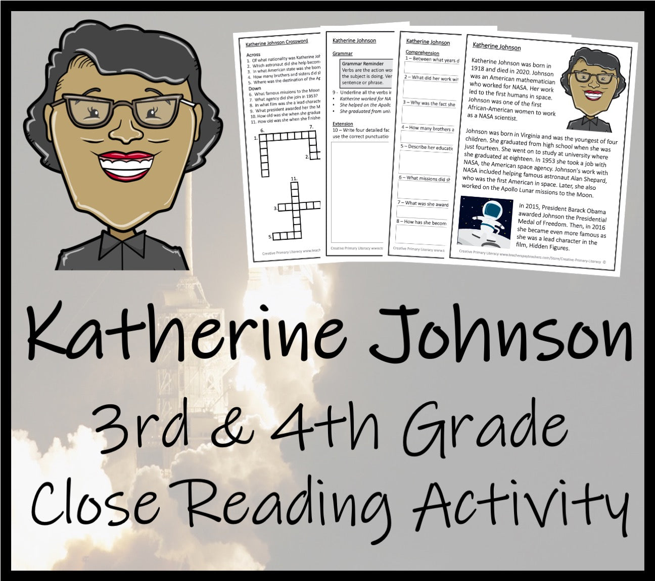 Katherine Johnson Close Reading Comprehension Activity | 3rd Grade & 4 ...