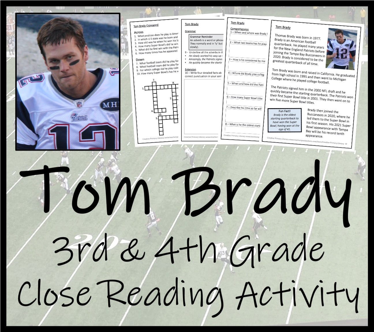 Tom Brady Close Reading Comprehension Activity | 3rd Grade & 4th Grade ...