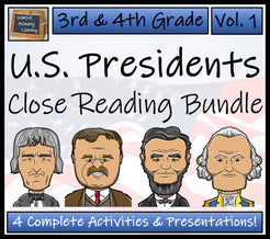 U.S. Presidents Volume 1 Close Reading Activity Bundle | 3rd Grade & 4 ...