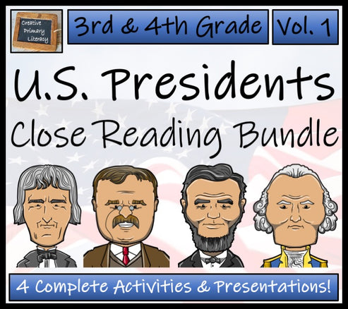 U.S. Presidents Volume 1 Close Reading Activity Bundle | 3rd Grade & 4 ...