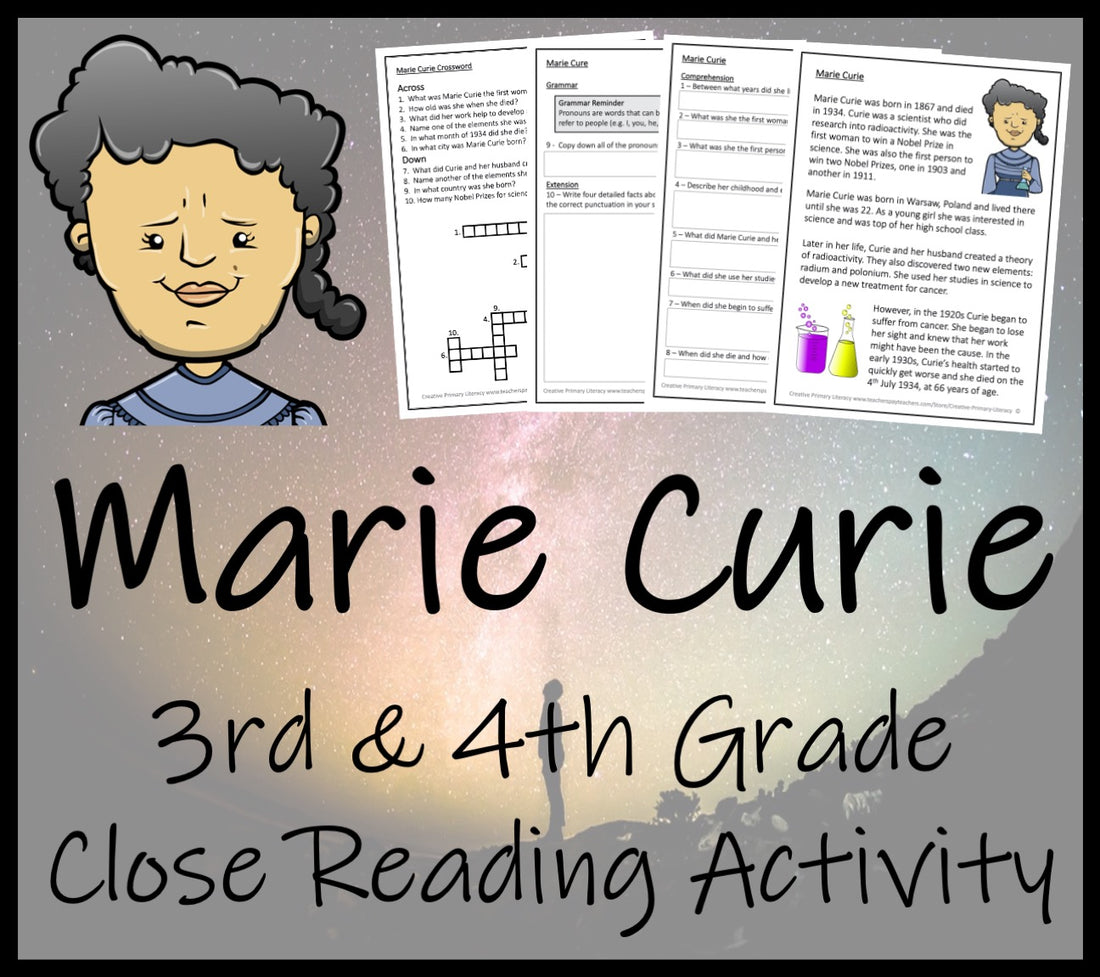 Marie Curie Close Reading Comprehension Activity | 3rd Grade & 4th Gra ...