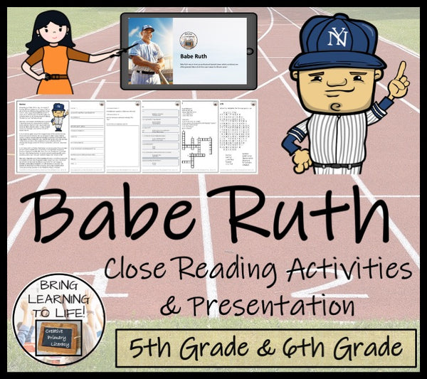 Babe Ruth Close Reading Comprehension Activities | 5th Grade & 6th Gra ...