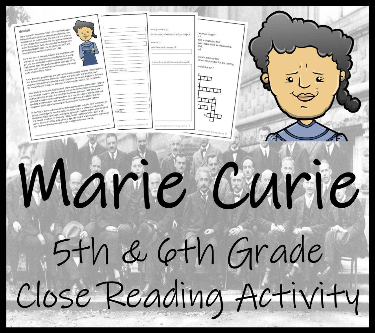 Marie Curie Grade Close Reading Comprehension Activity | 5th Grade & 6 ...
