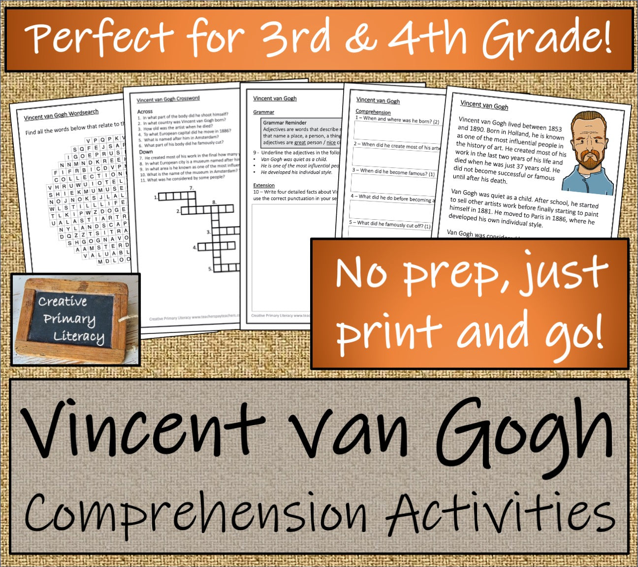 Vincent van Gogh Close Reading Comprehension Activity | 3rd Grade & 4t ...