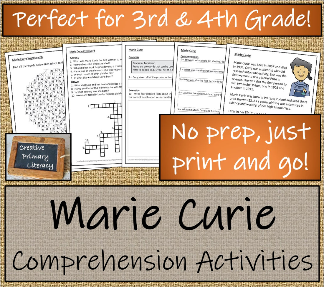 Marie Curie Close Reading Comprehension Activity | 3rd Grade & 4th Gra ...