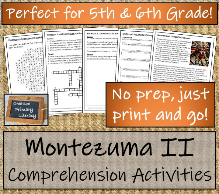 Moctezuma II Close Reading Comprehension Activity | 5th Grade & 6th Gr ...
