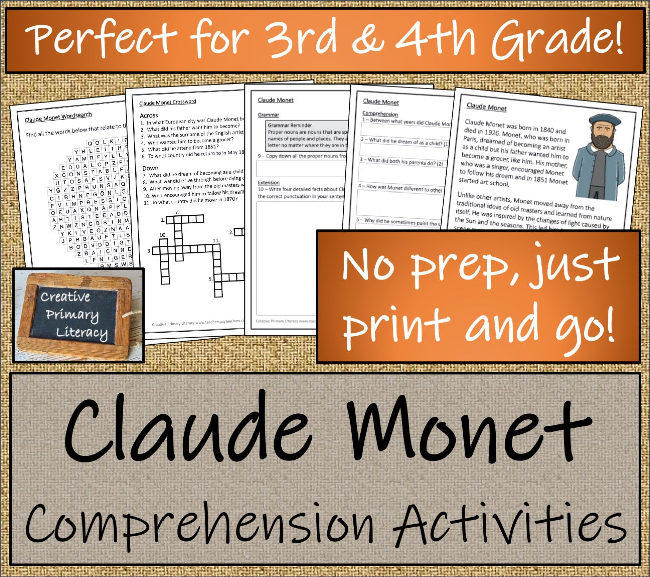 Claude Monet Close Reading Comprehension Activity | 3rd Grade & 4th Gr ...