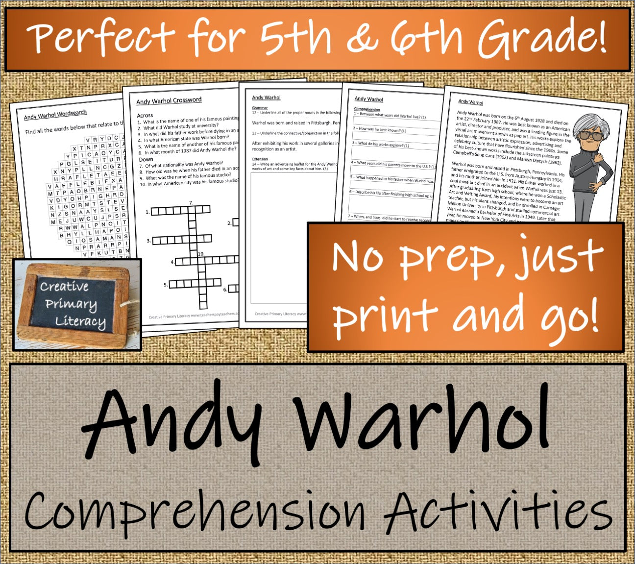 Andy Warhol Close Reading Comprehension Activity 5th Grade & 6th Grade ...