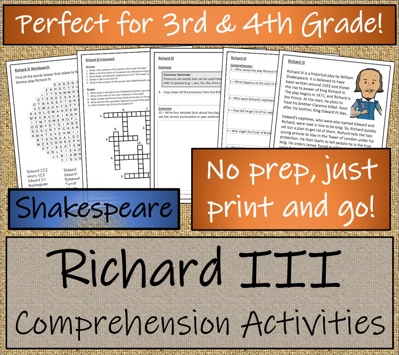 William Shakespeare's Richard III Close Reading Comprehension | 3rd ...
