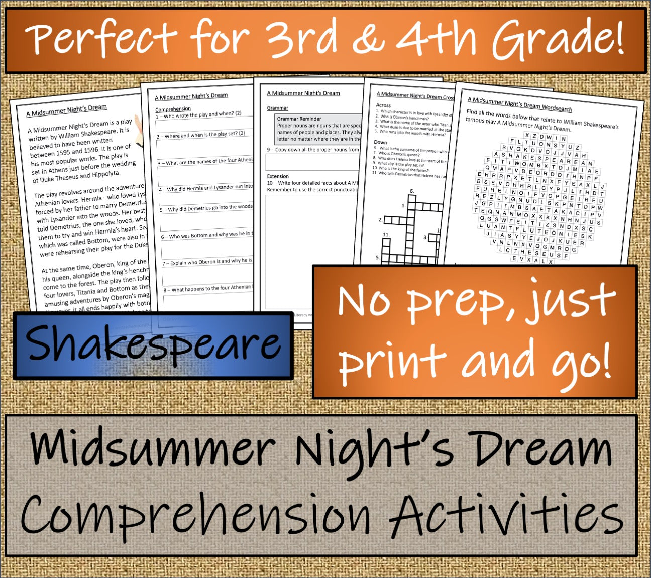 A Midsummer Night's Dream | Play Script & Close Reading Bundle | 3rd ...