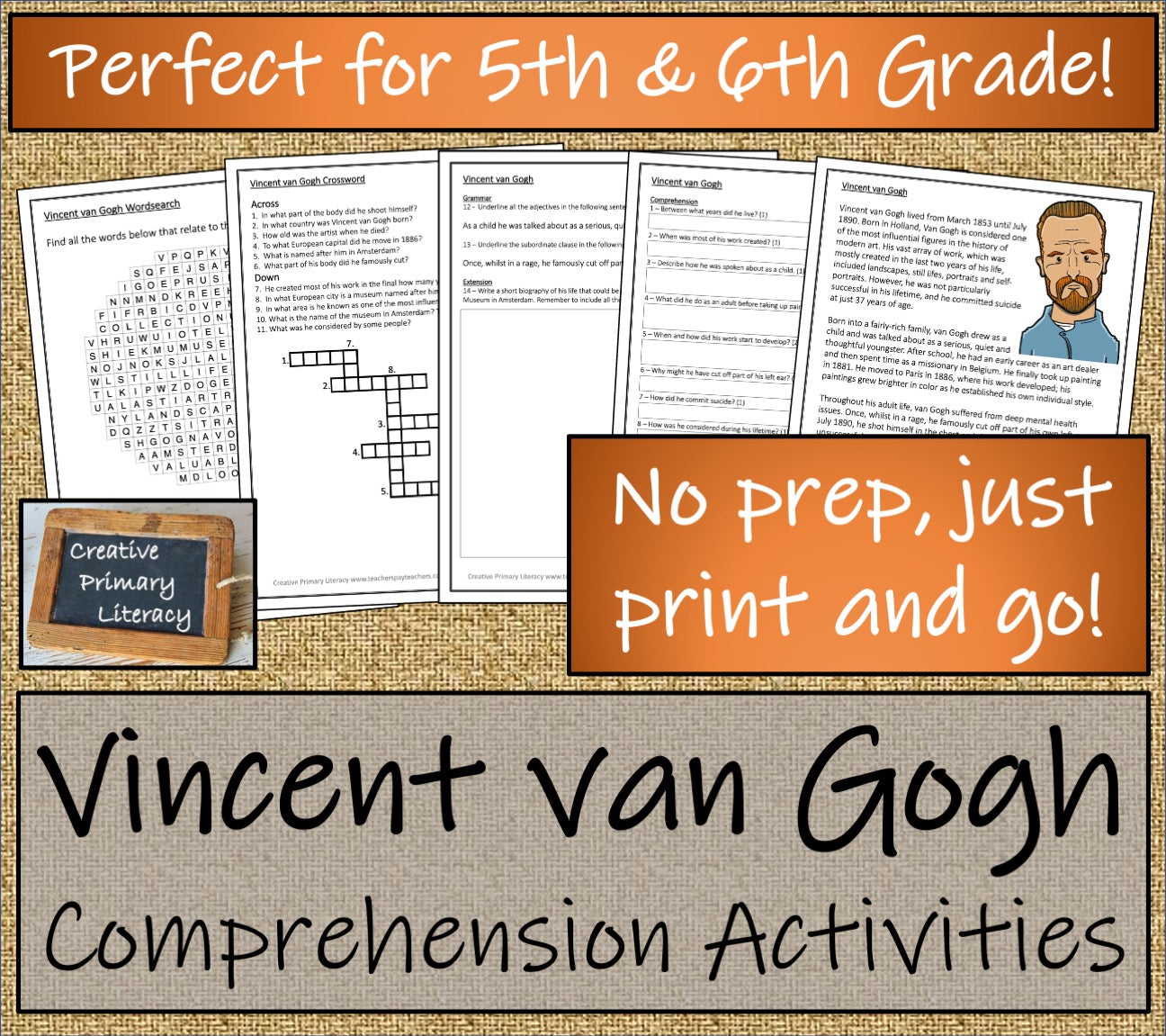 Vincent van Gogh Close Reading Comprehension Activity | 5th Grade & 6t ...