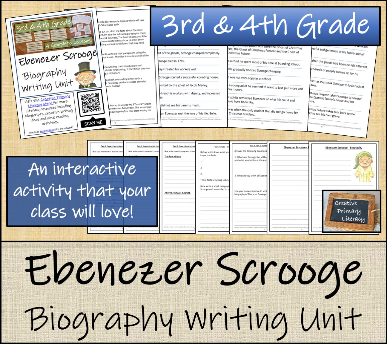 Ebenezer Scrooge Biography Writing Unit | 3rd Grade & 4th Grade ...