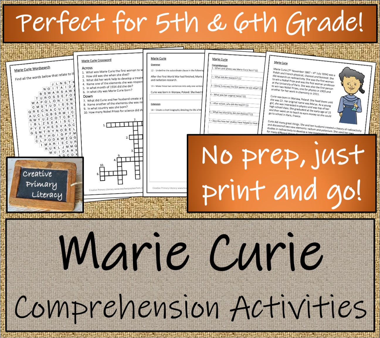 Marie Curie Grade Close Reading Comprehension Activity | 5th Grade & 6 ...