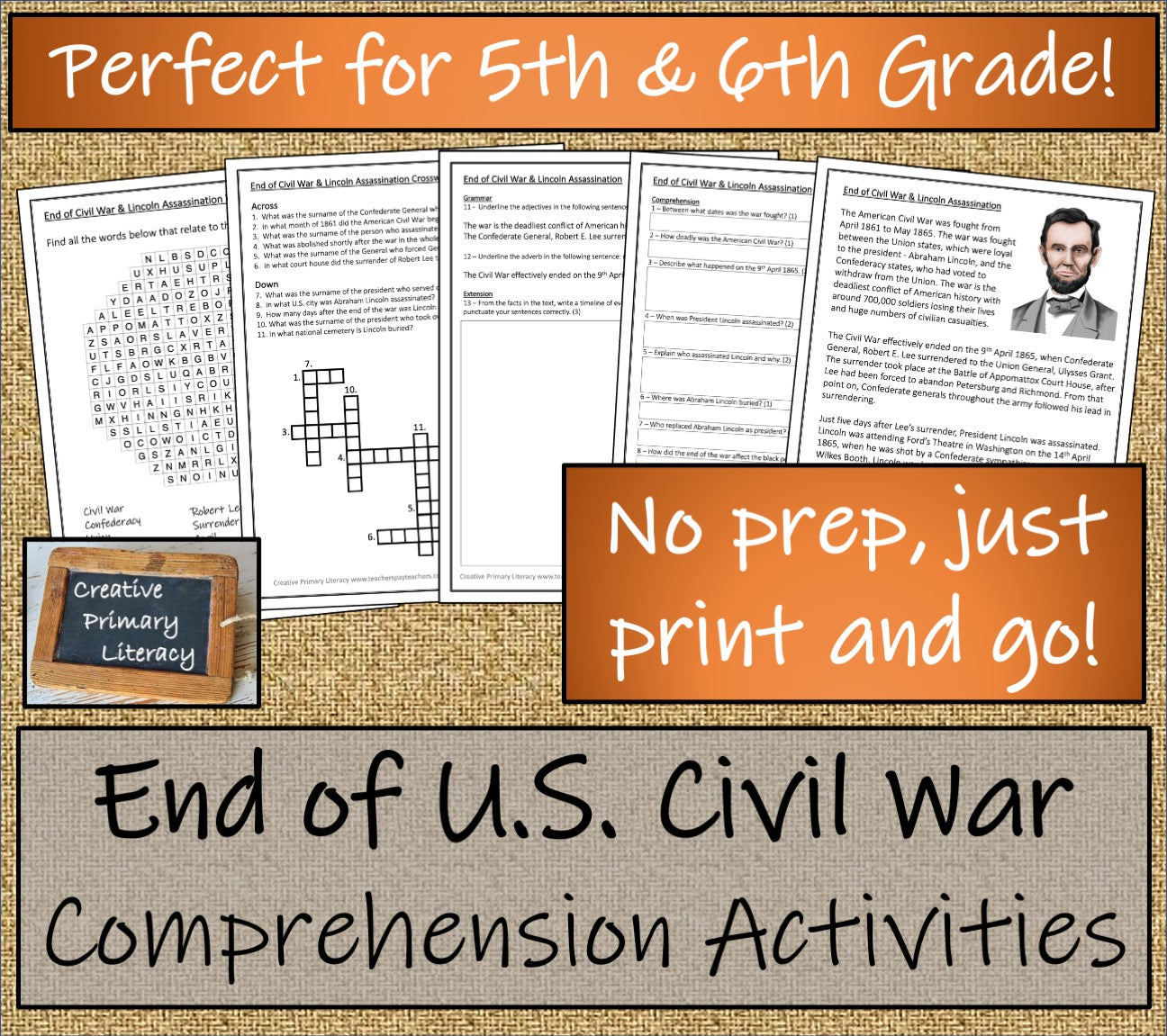 End of Civil War & Lincoln Assassination Close Reading | 5th & 6th Gra ...