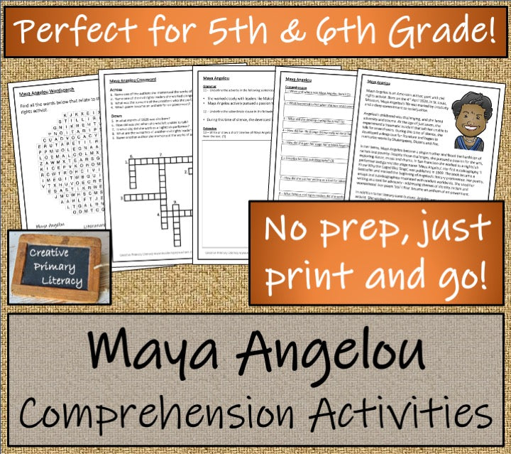 Maya Angelou Close Reading Comprehension Activity | 5th Grade & 6th Gr ...