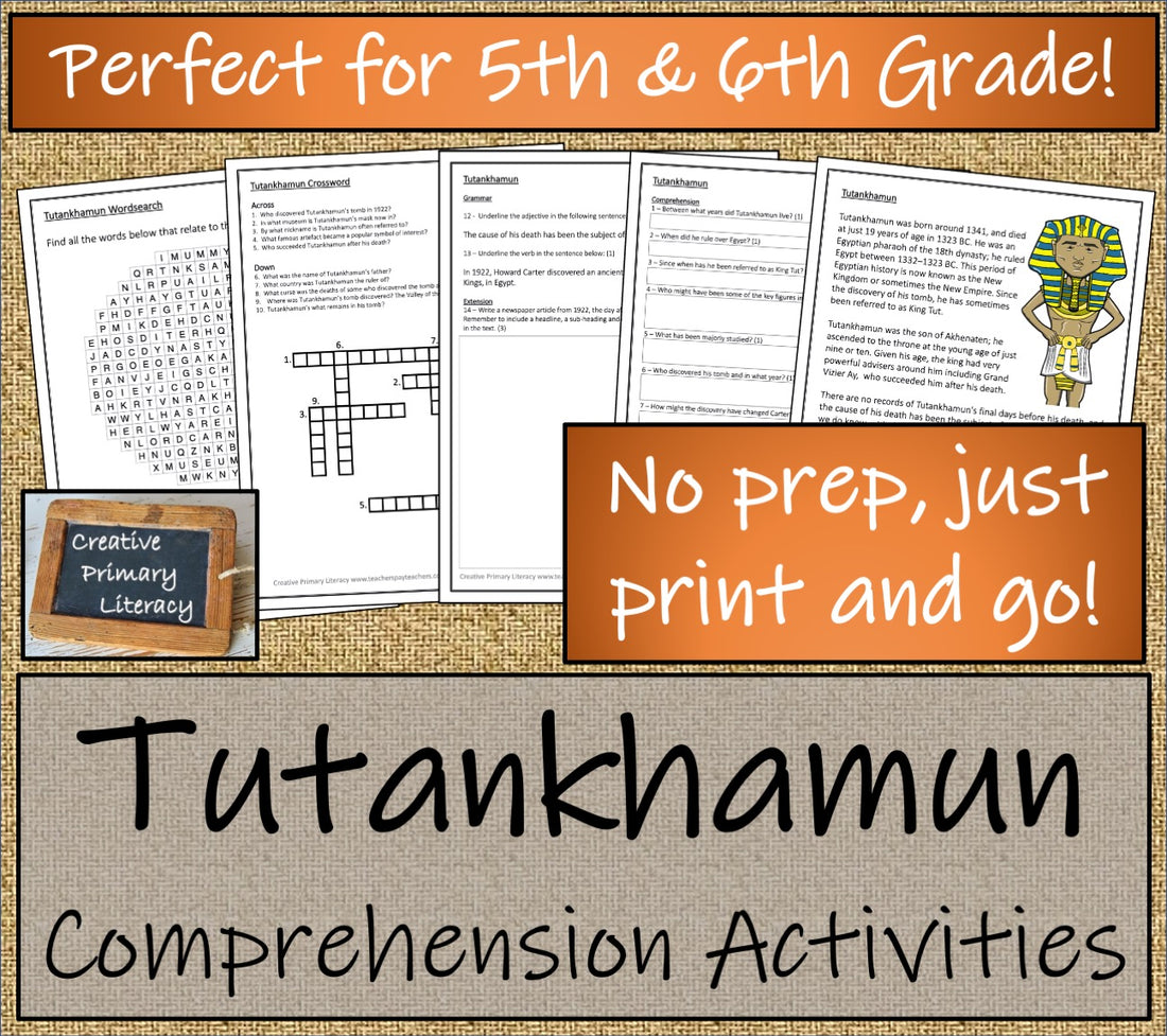 Tutankhamun Close Reading Comprehension Activity | 5th Grade & 6th Gra ...