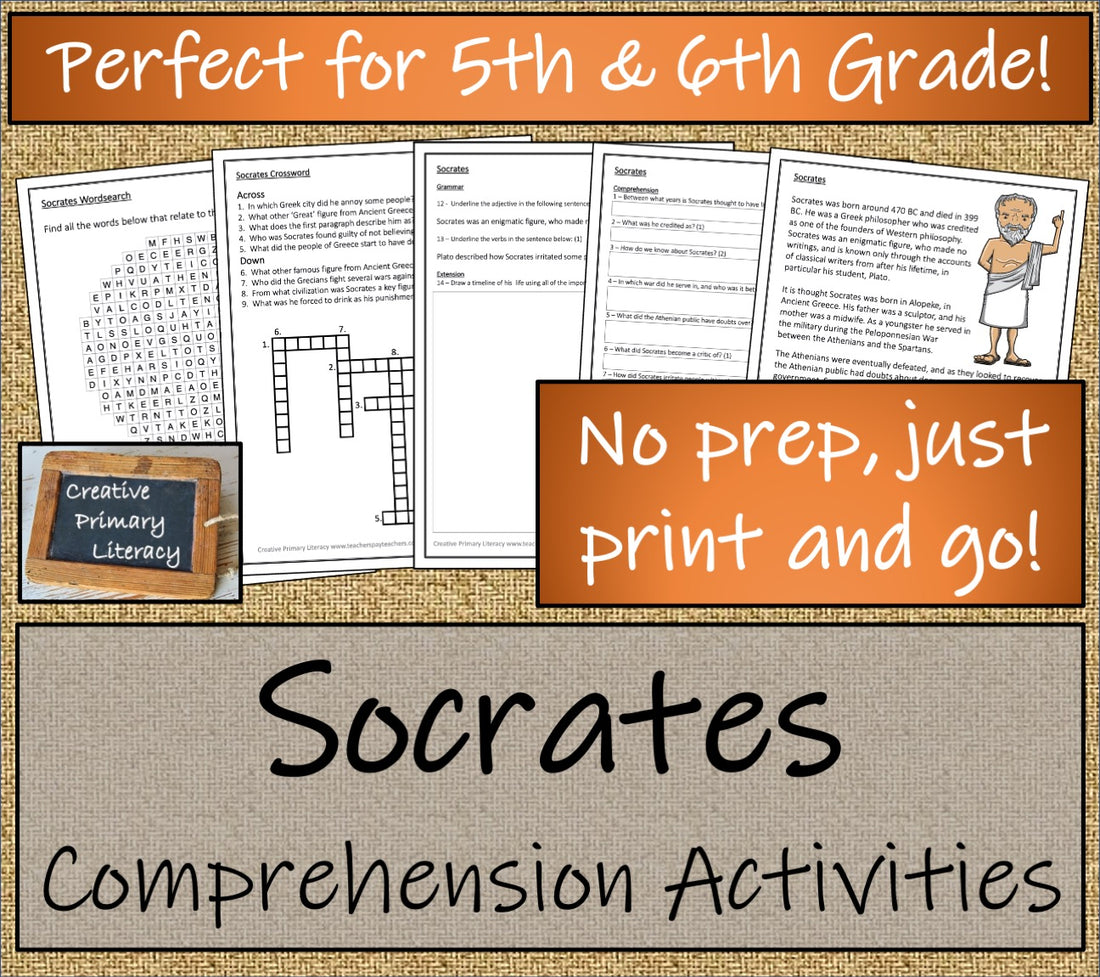 Socrates Close Reading Comprehension Activity | 5th Grade & 6th Grade ...
