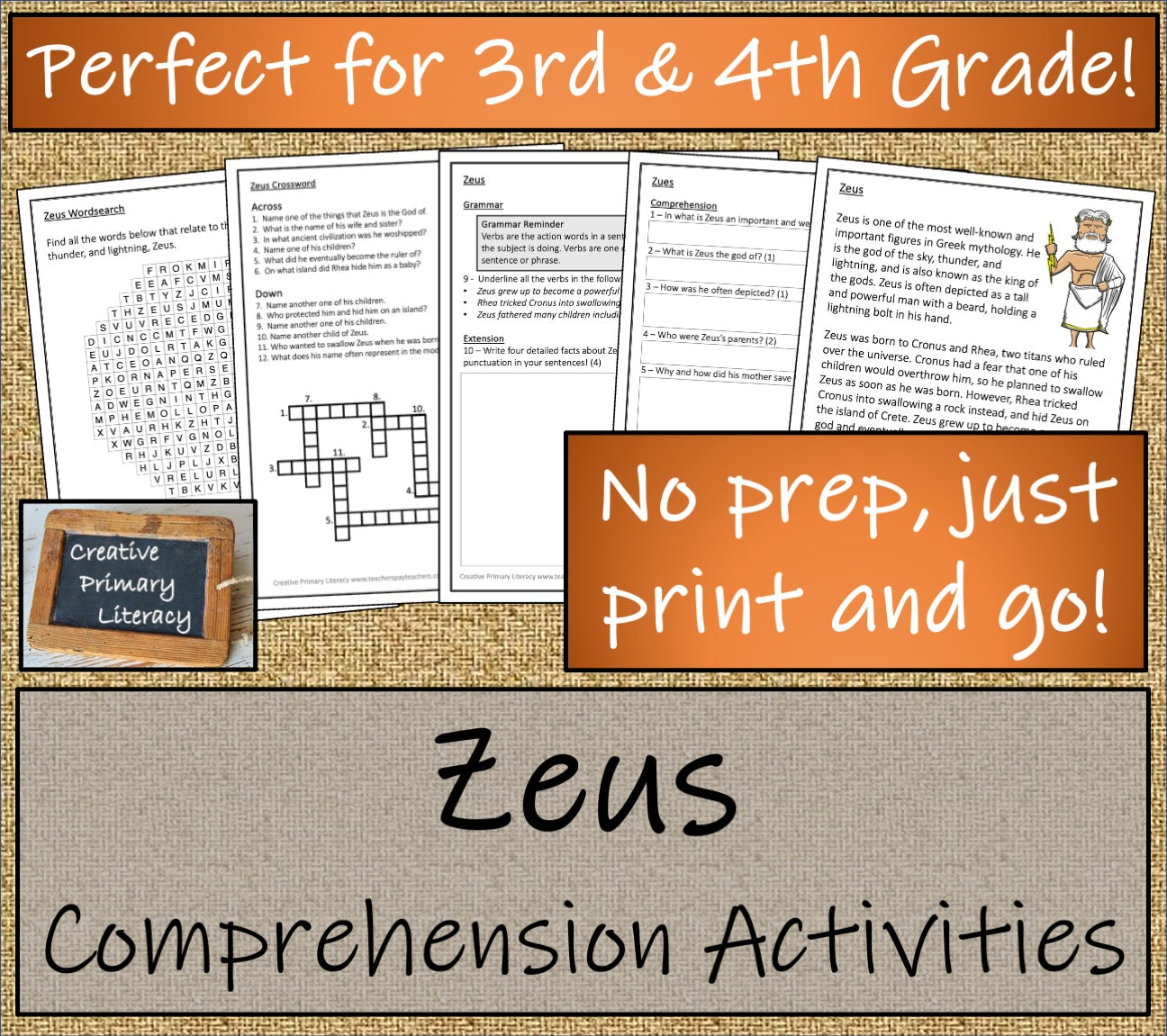 Zeus Close Reading Comprehension Activity | 3rd Grade & 4th Grade ...