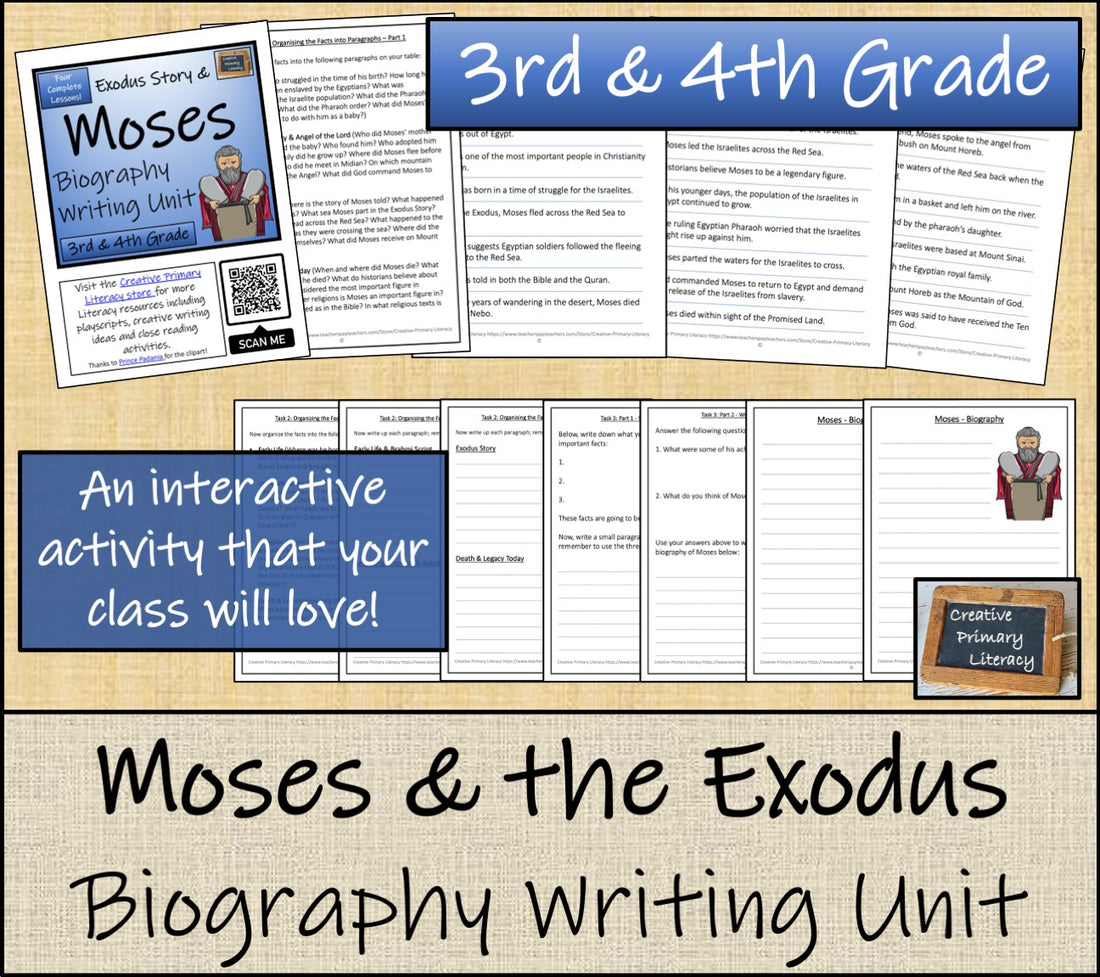 Moses Biography Project & Writing Unit | 3rd Grade & 4th Grade ...