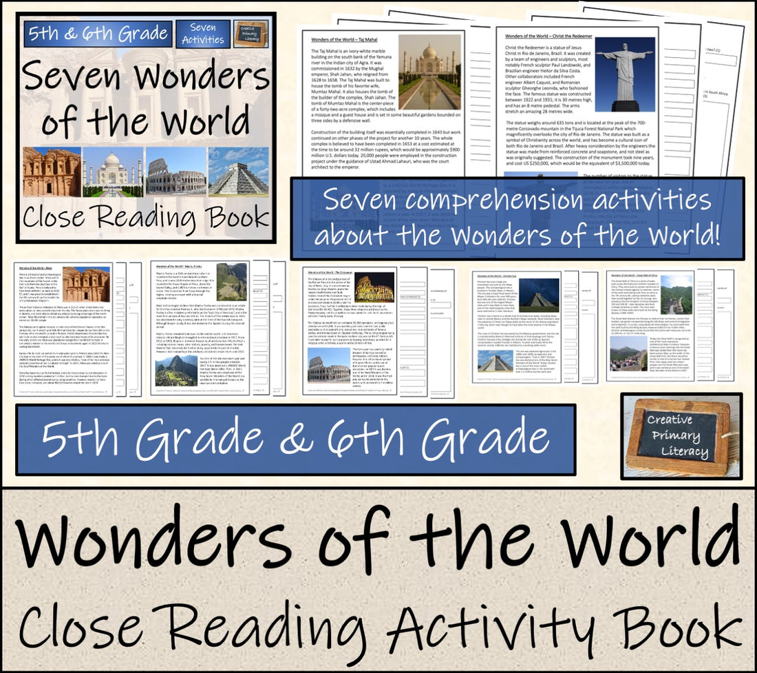 Seven Wonders of the World Close Reading Comprehension Book | 5th & 6t ...