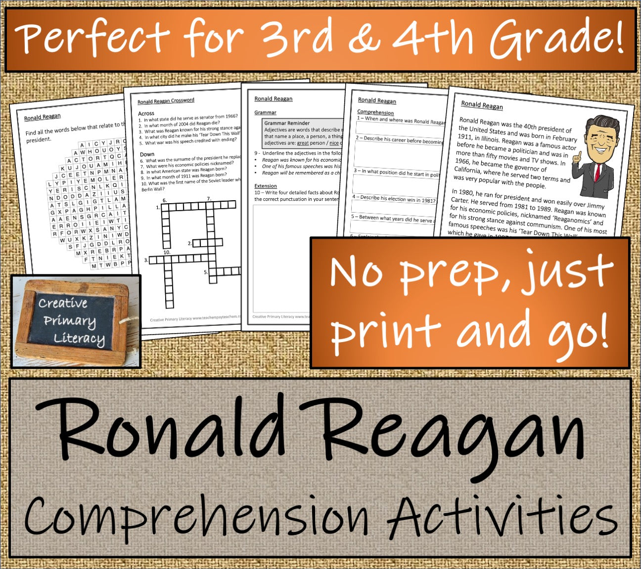 Ronald Reagan Close Reading Comprehension Activity | 3rd Grade & 4th G ...