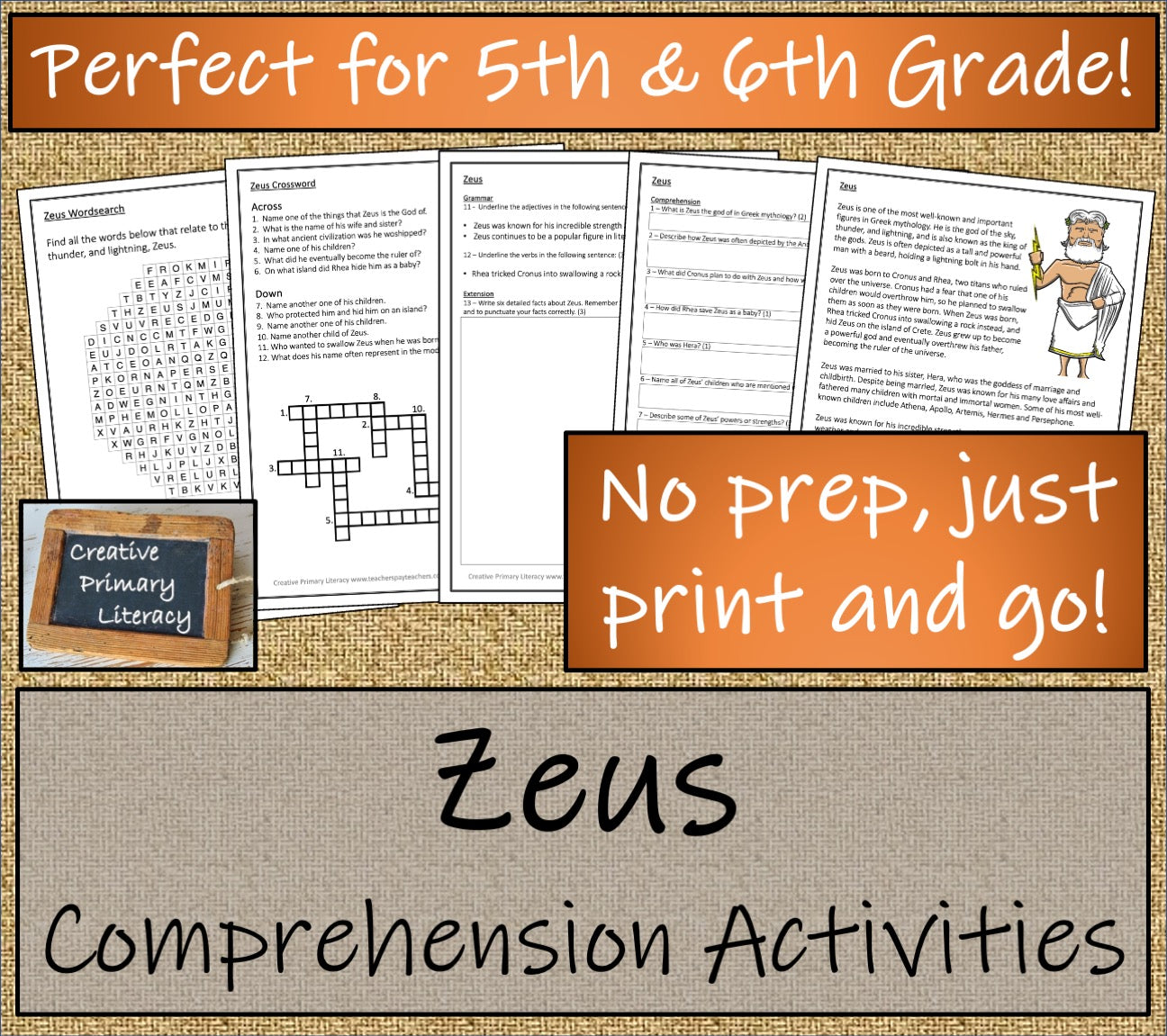 Zeus Close Reading Comprehension Activity | 5th Grade & 6th Grade ...