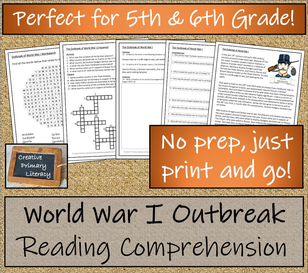 Outbreak of World War I Close Reading Comprehension Activity | 5th & 6 ...