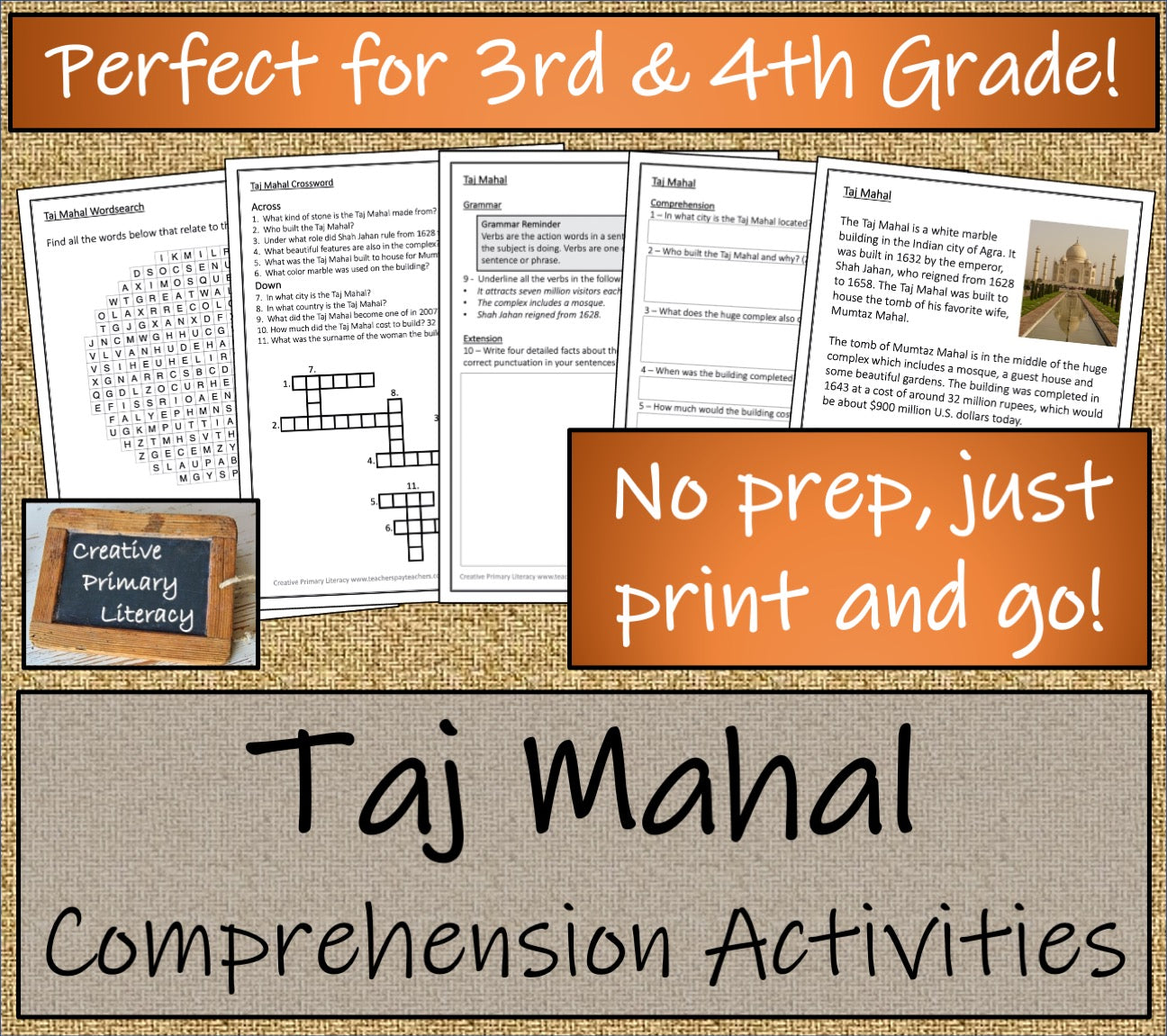 Taj Mahal Close Reading Comprehension Activity | 3rd Grade & 4th Grade ...