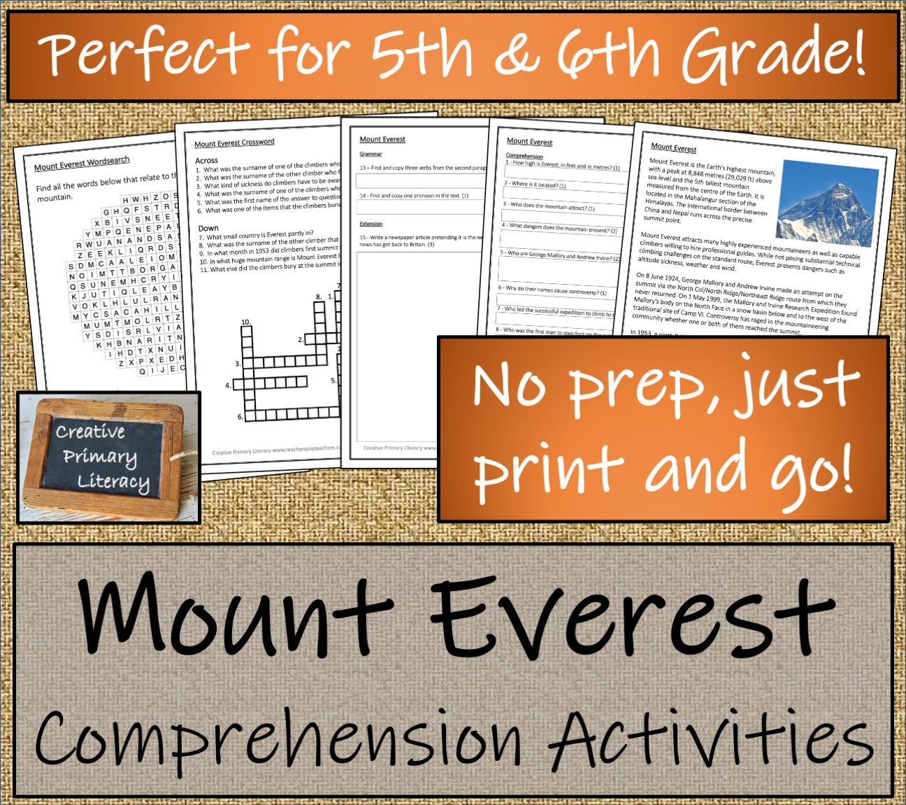 Mount Everest Close Reading Comprehension Activity | 5th Grade & 6th G ...
