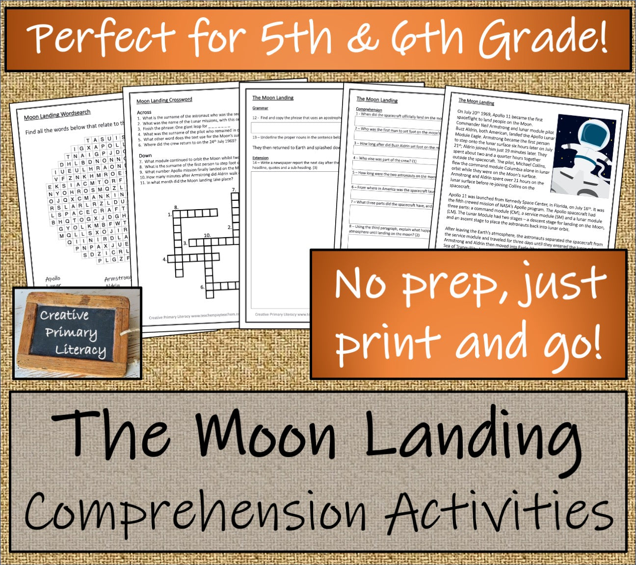 Moon Landing Close Reading Comprehension Activity | 5th Grade & 6th Gr ...