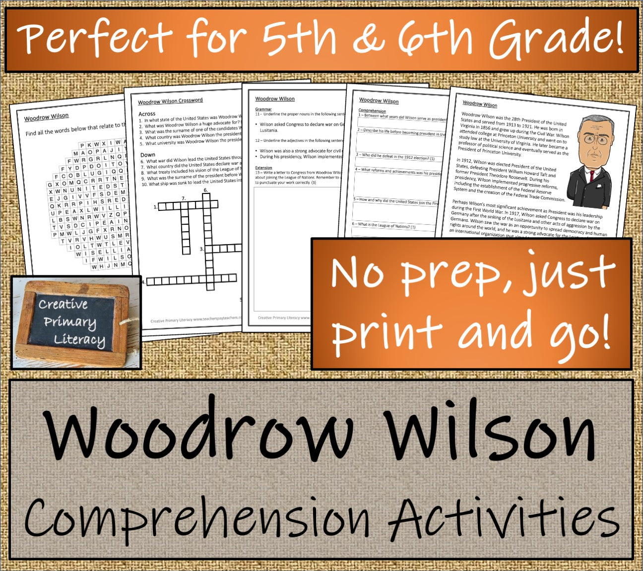 Woodrow Wilson Close Reading Comprehension Activity | 5th Grade & 6th ...