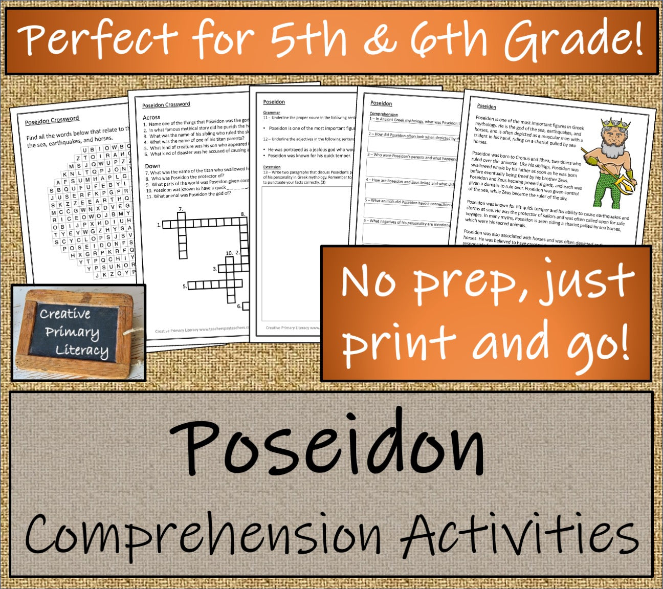 Poseidon Close Reading Comprehension Activity | 5th Grade & 6th Grade ...