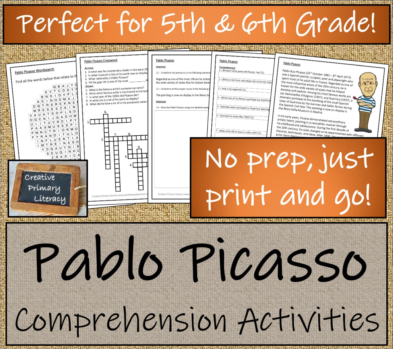 Pablo Picasso Close Reading Comprehension Activity | 5th Grade & 6th G ...