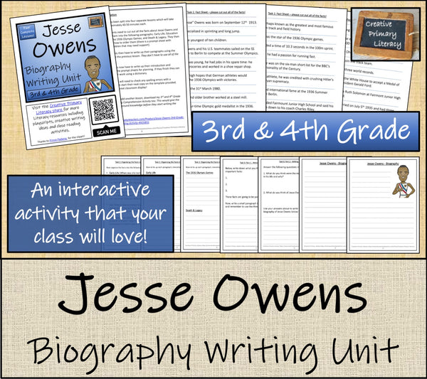 Jesse Owens Biography Project & Writing Unit | 3rd Grade & 4th Grade ...