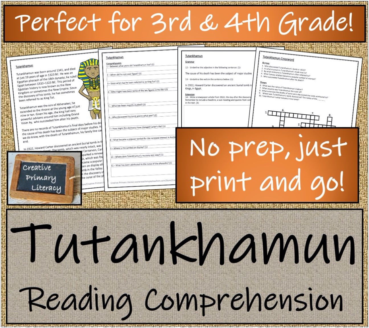 Tutankhamun Reading & Biography Bundle | 3rd Grade & 4th Grade ...