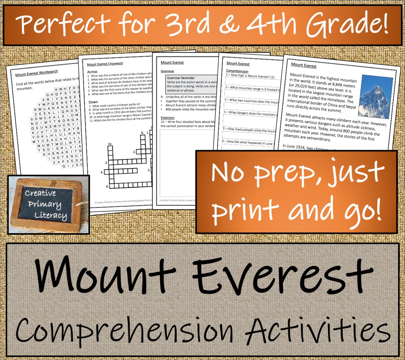 Mount Everest Close Reading Comprehension Activity | 3rd Grade & 4th G ...