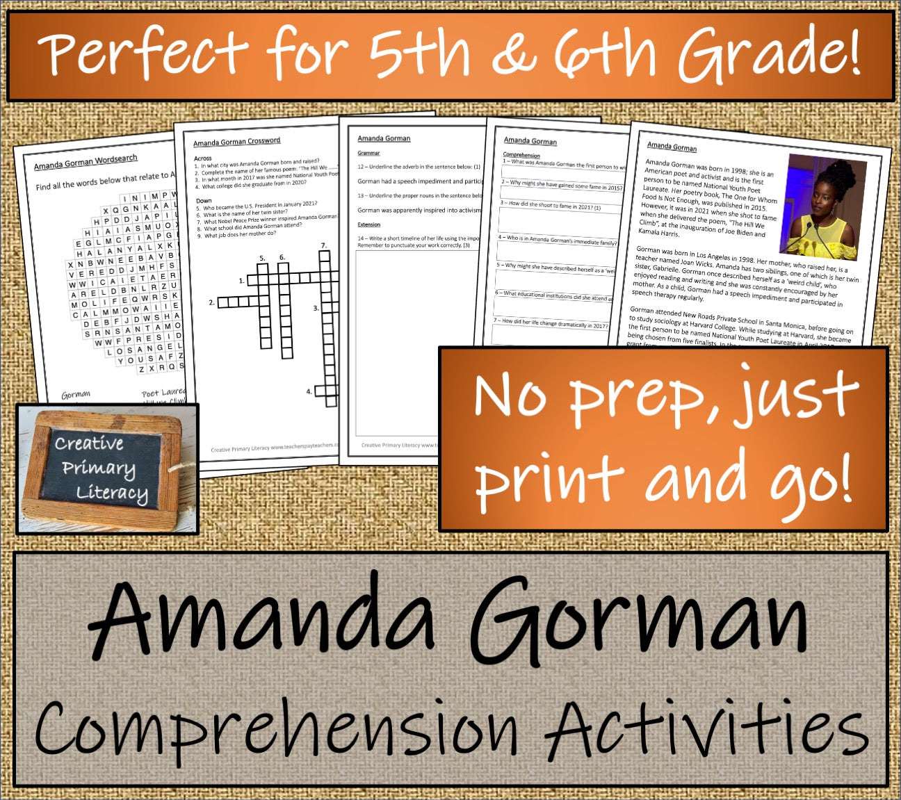 Amanda Gorman Close Reading Comprehension Activity | 5th Grade & 6th G ...