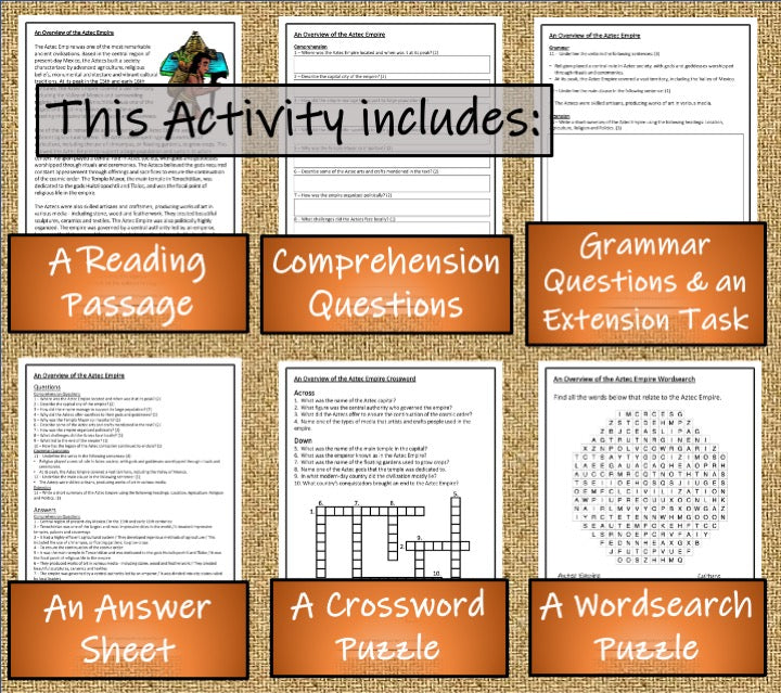 Aztec Empire Close Reading Comprehension Activity | 5th Grade & 6th Gr ...