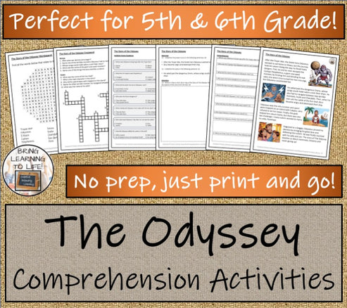 The Odyssey Close Reading Comprehension Activities | 5th Grade & 6th G ...