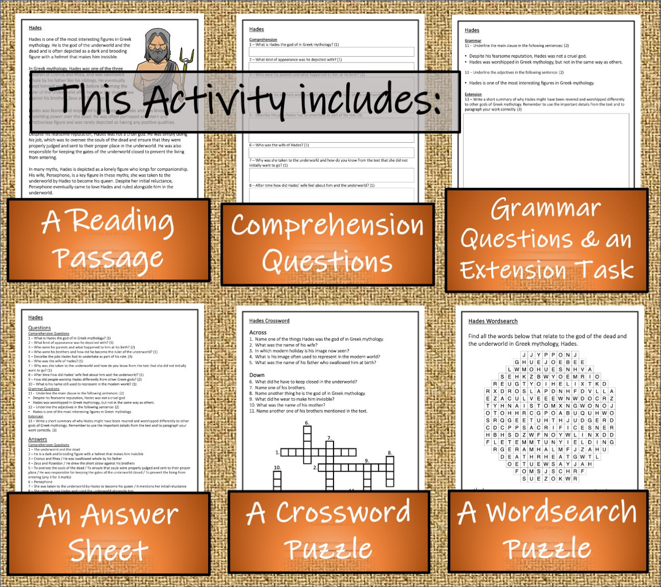 Hades Close Reading Comprehension Activity | 5th Grade & 6th Grade ...