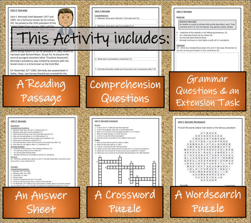 John F. Kennedy Close Reading Activity | 3rd Grade & 4th Grade ...