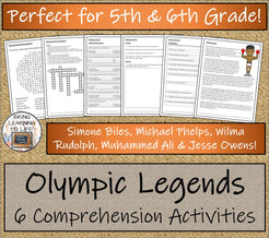 Olympic Legends Close Reading Comprehension Bundle | 5th Grade & 6th G ...