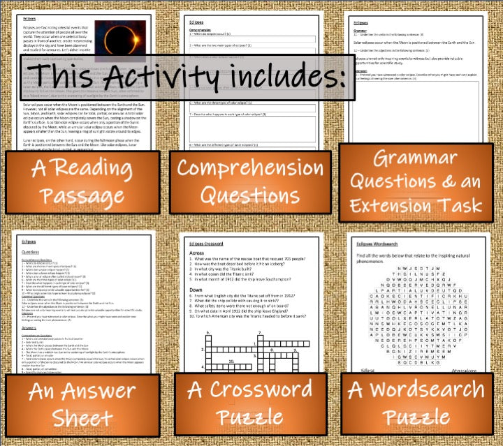 Eclipses Close Reading Comprehension Activity | 5th Grade & 6th Grade ...