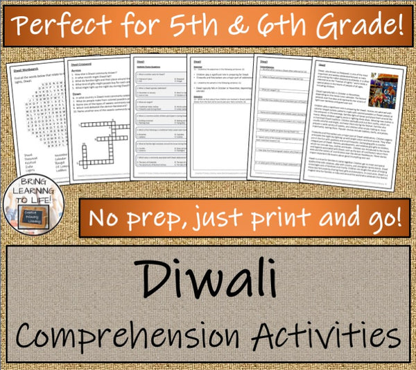Diwali Close Reading Comprehension Activities | 5th Grade & 6th Grade ...