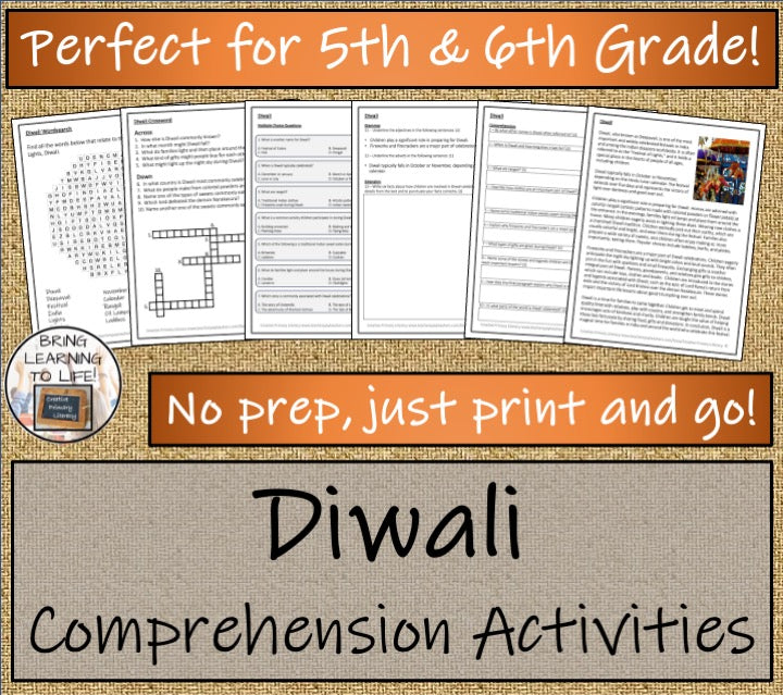 Diwali Close Reading Comprehension Activities | 5th Grade & 6th Grade ...