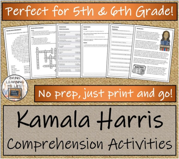 Kamala Harris Close Reading & Biography Bundle | 5th Grade & 6th Grade ...