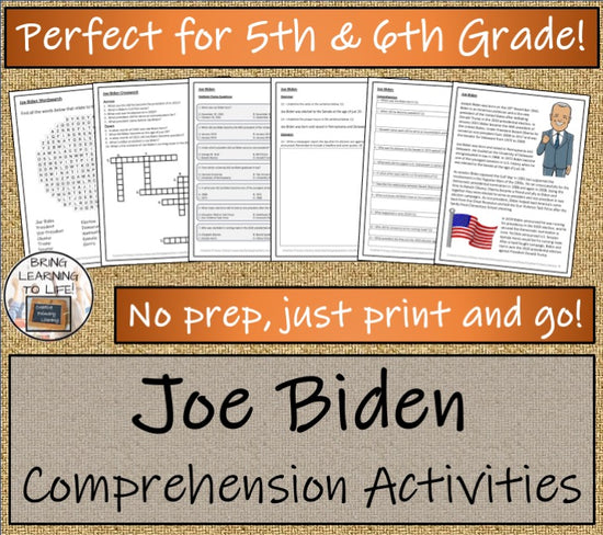 Joe Biden Close Reading Comprehension Activities | 5th Grade & 6th Gra ...