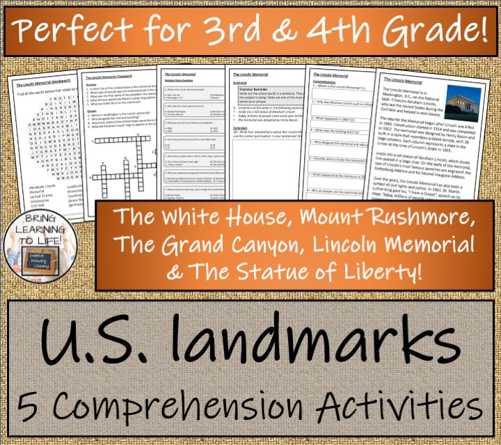 U.S. Landmarks Close Reading Comprehension Bundle | 3rd Grade & 4th Gr ...